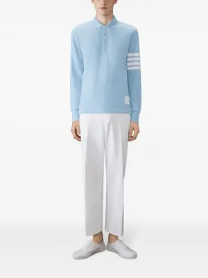 Thom Browne Three-stripe Long-sleeved Polo Shirt