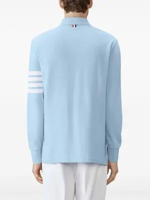 Thom Browne Three-stripe Long-sleeved Polo Shirt