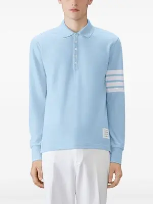 Thom Browne Three-stripe Long-sleeved Polo Shirt