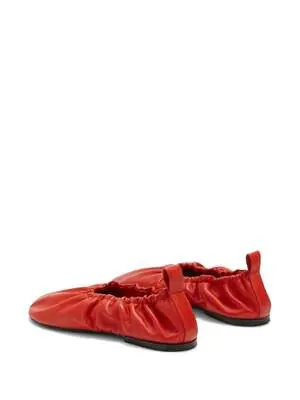 JIL SANDER Gathered Leather Ballerinas - Red