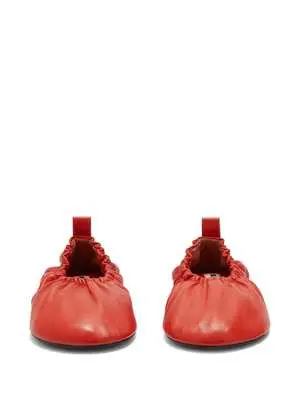 JIL SANDER Gathered Leather Ballerinas - Red
