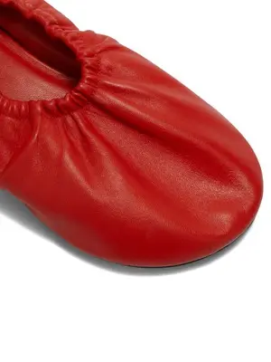 JIL SANDER Gathered Leather Ballerinas - Red