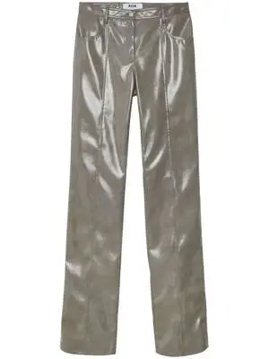 MSGM Glossy-finish Straight-leg Trousers
