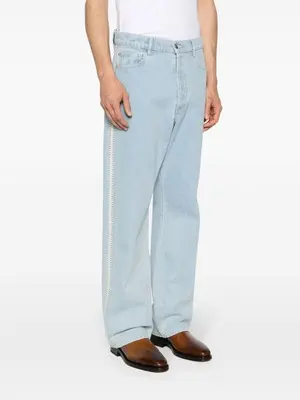 Nanushka Crochet-detailed Straight-leg Jeans