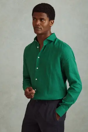 REISS Ruban Linen Button-through Shirt