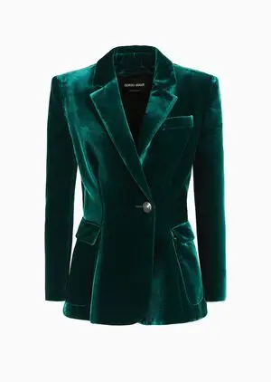 Giorgio Armani Velvet Single-breasted Jacket - Green