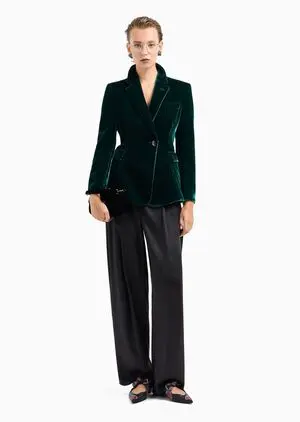 Giorgio Armani Velvet Single-breasted Jacket - Green