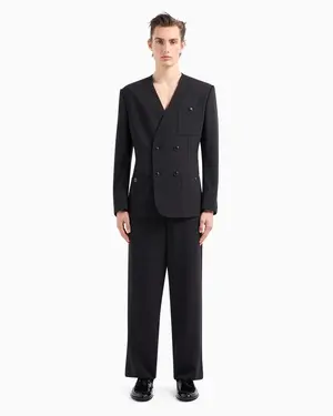Giorgio Armani Double-breasted Suit In Stretch Virgin Wool