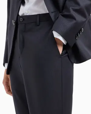 Giorgio Armani Soho Line Single-breasted Suit In A Virgin Wool Canneté-effect Jacquard Weave - Blue