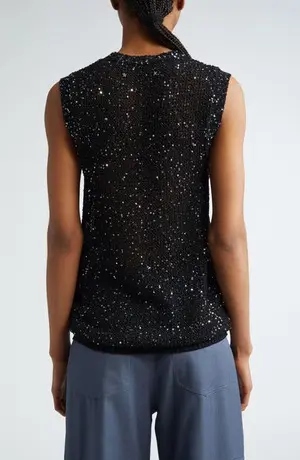 GOLDEN GOOSE Journey Sequin Sleeveless Sweater