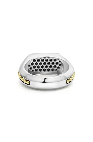 Lagos Anthem Diamond Pavé Signet Ring - Black
