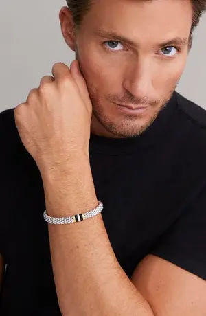 Lagos Single Pavé Diamond Station Caviar Bracelet - Silver