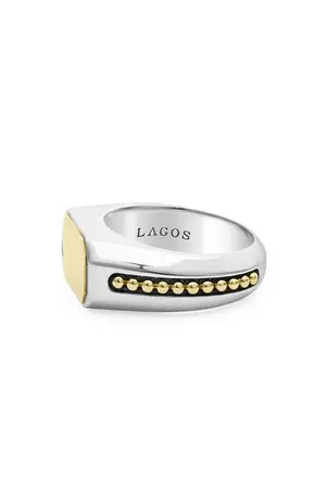 Lagos Anthem Satin Signet Ring - Two-tone