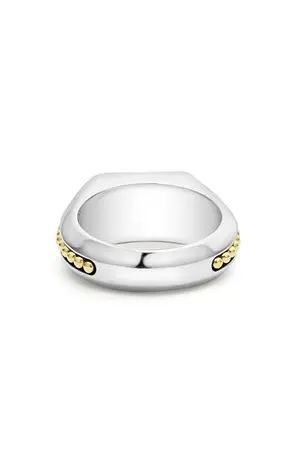 Lagos Anthem Satin Signet Ring - Two-tone