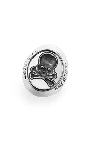 Lagos Anthem Skull Wax Seal Signet Ring - Silver