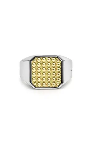 Lagos Anthem Caviar Signet Ring - Two-tone