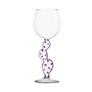ICHENDORF MILANO Desert Plants Cactus Wine Glass - Light Pastel Pink