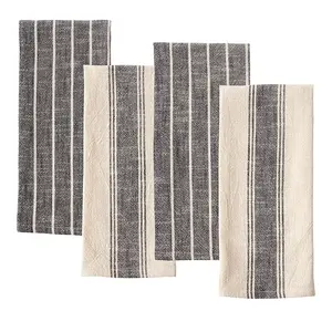 KAF HOME Firenze Cotton Kitchen Towels, Set Of 4 - Black