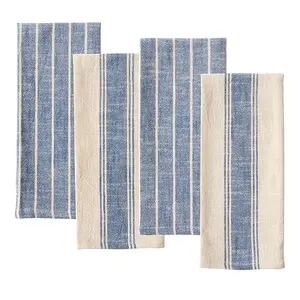 KAF HOME Firenze Cotton Kitchen Towels, Set Of 4 - Blue