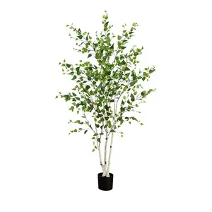 NEARLY NATURAL 7' Artificial Birch Tree With Real Touch Leaves - Green