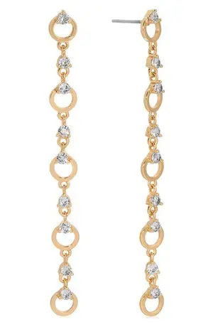 Ettika Cubic Zirconia Linear Drop Earrings - Gold