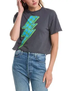 The Original Retro Brand Checkered Lighting Bolt Tshirt - Grey