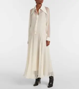 Chloé Silk Chiffon Shirt Dress