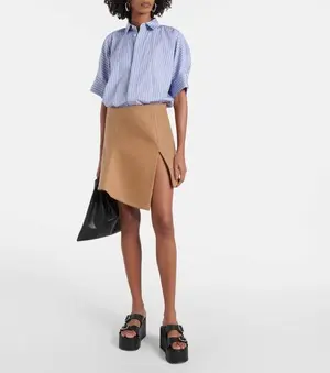 Sacai Melton Cotton Poplin And Wool Mini Dress
