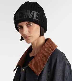 Loewe Logo Wool Beanie - Black