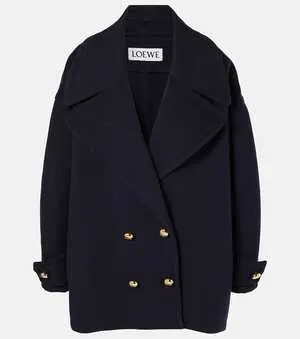 Loewe Pebble Wool Peacoat - Blue