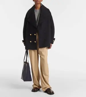 Loewe Pebble Wool Peacoat - Blue