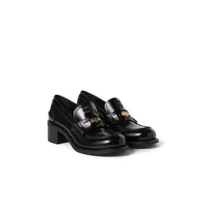 Miu Miu Brushed Leather Loafers - Black