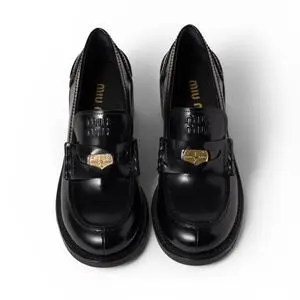 Miu Miu Brushed Leather Loafers - Black