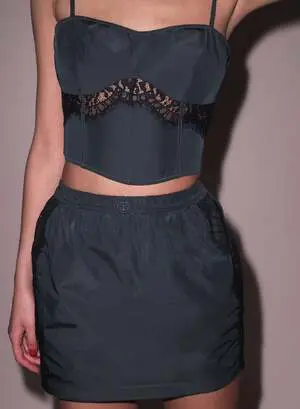 Fleur Du Mal Nylon & Lace Bustier
