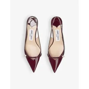 JIMMY CHOO Amita 45 Faux Pearl-embellished Patent-leather Heeled Courts - Garnet