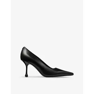 JIMMY CHOO Ixia 80 Logo-embellished Leather Heeled Courts - Black