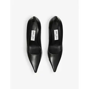 JIMMY CHOO Ixia 80 Logo-embellished Leather Heeled Courts - Black