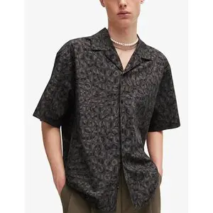 Hugo Logo-print Short-sleeve Cotton Shirt - Black