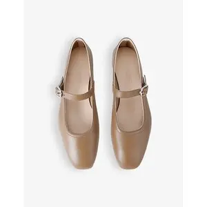 Le Monde Beryl Mary Jane Leather Ballet Flats - Taupe
