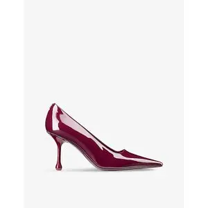 JIMMY CHOO Ixia 80 Logo-embellished Patent-leather Heeled Courts - Garnet