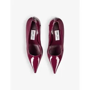 JIMMY CHOO Ixia 80 Logo-embellished Patent-leather Heeled Courts - Garnet