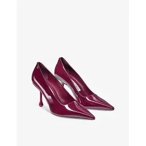 JIMMY CHOO Ixia 80 Logo-embellished Patent-leather Heeled Courts - Garnet