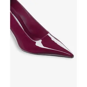 JIMMY CHOO Ixia 80 Logo-embellished Patent-leather Heeled Courts - Garnet