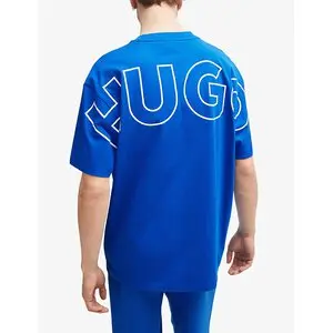 Hugo Logo-print Relaxed-fit Cotton T-shirt Xxl - Open Blue