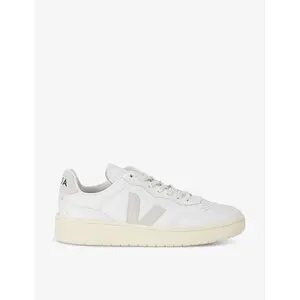 VEJA V-90 Logo-embroidered Low-top Leather Trainers - White/oth
