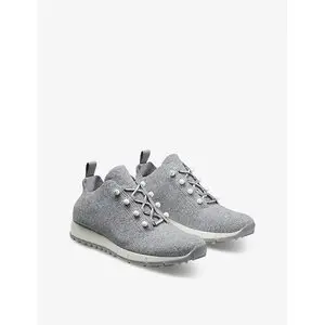 JIMMY CHOO Veles Faux Pearl-embellished Knitted Low-top Trainers - X Ash Mix
