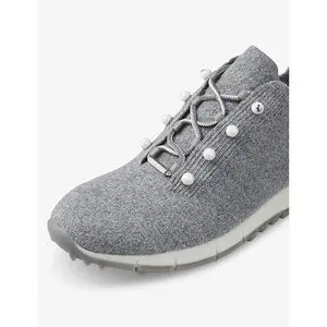 JIMMY CHOO Veles Faux Pearl-embellished Knitted Low-top Trainers - X Ash Mix