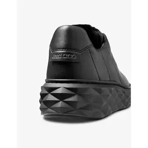JIMMY CHOO Diamond Light Logo-embossed Leather Low-top Trainers - V Black/black