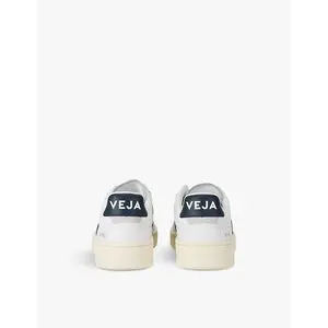 VEJA V-90 Logo-embroidered Low-top Leather Trainers - White/navy