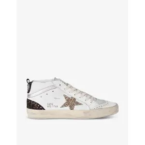 GOLDEN GOOSE Midstar 11923 Star-embroidered Mid-top Leather Trainers - White/comb